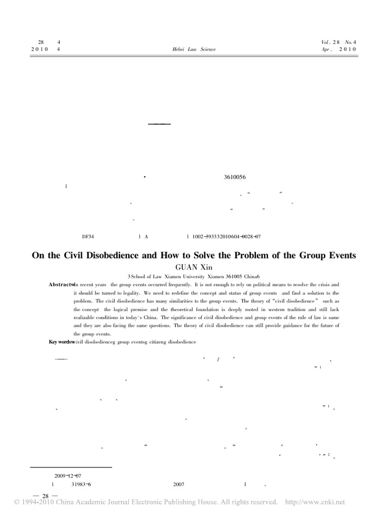 On The Civil Disobedience and How To Solve The Problem of The Group ...