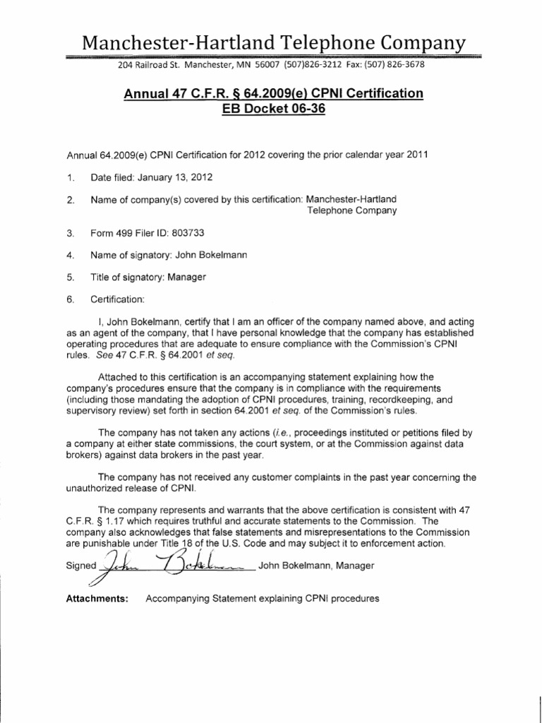 Cpni 2012 | PDF | Federal Communications Commission | Government ...