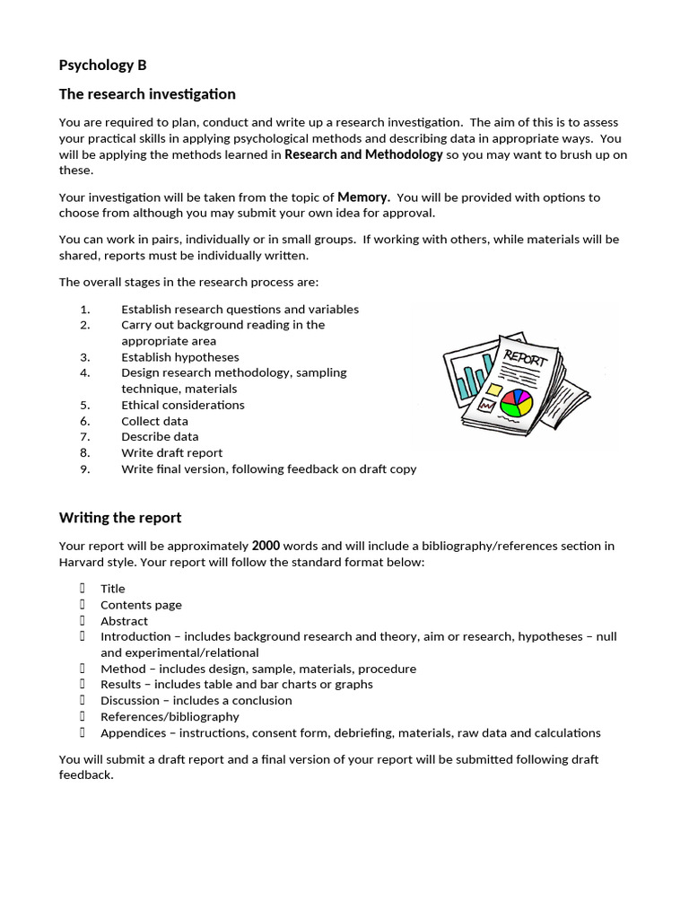 Assessment Task Instructions 19-20 Including Memory Options | PDF | Recall (Memory) | Methodology