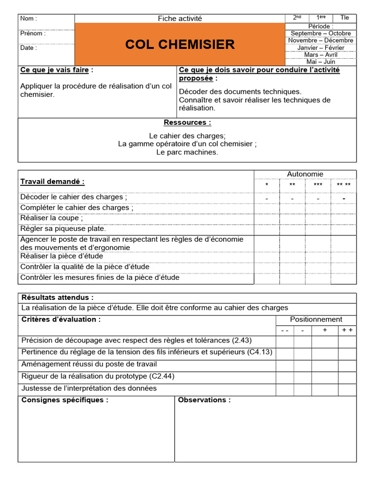 Réalisation d'un col chemisier | PDF
