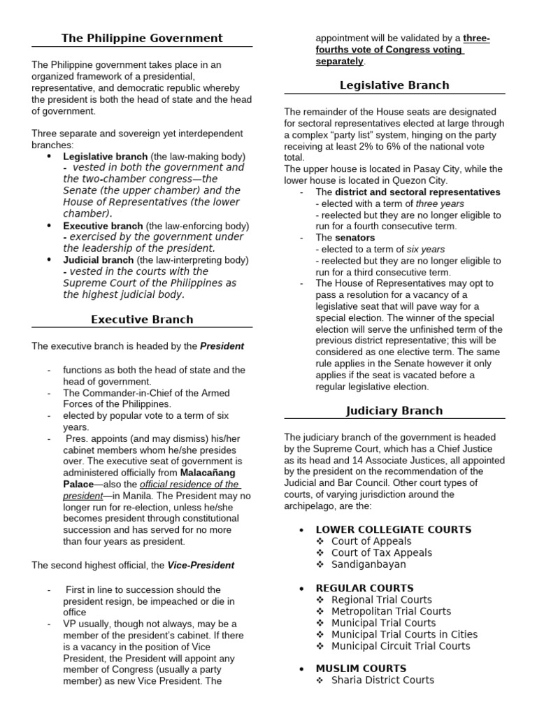 The Philippine Government | PDF | World Politics | President Of The ...