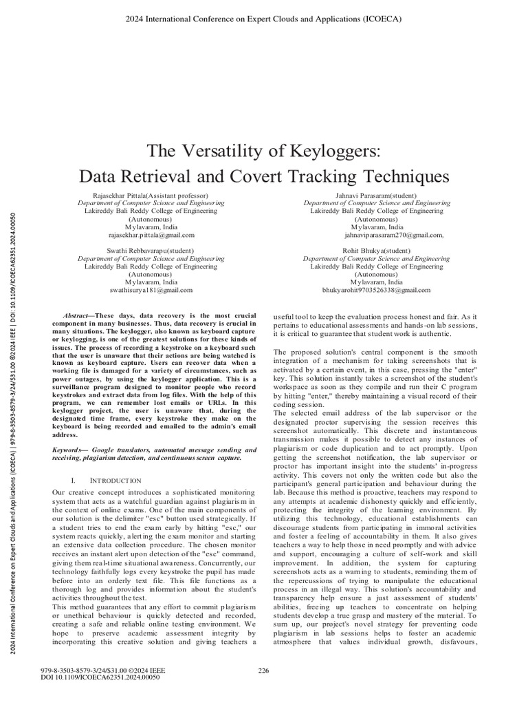The Versatility of Keyloggers Data Retrieval and Covert Tracking ...