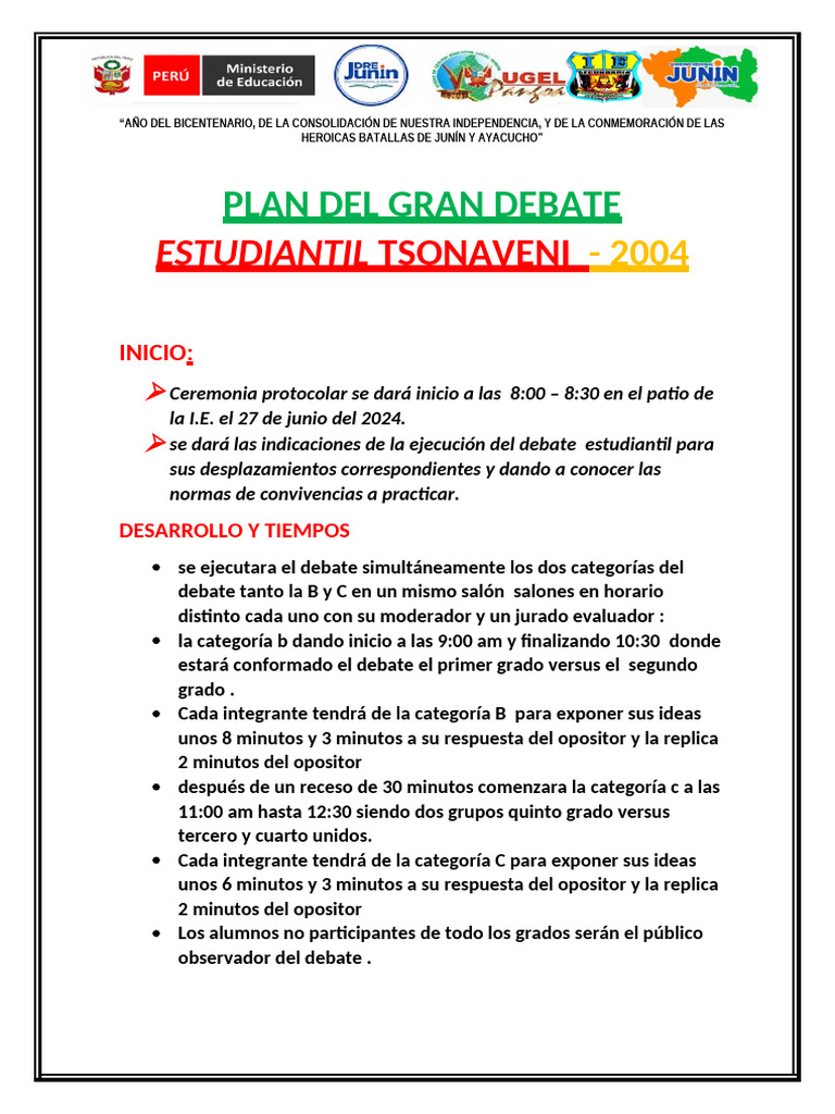 Debate Estudiantil Bicentenario 2024 | PDF | Política | Historia