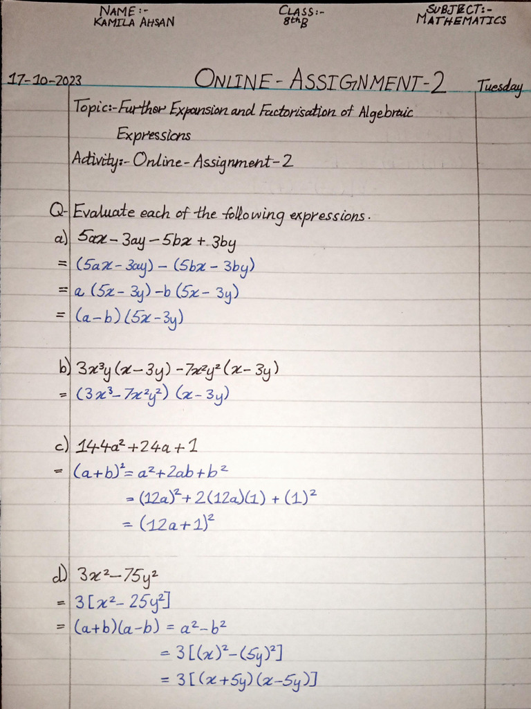 Online Assignment-2 (Mathematics) Kamila Ahsan | PDF