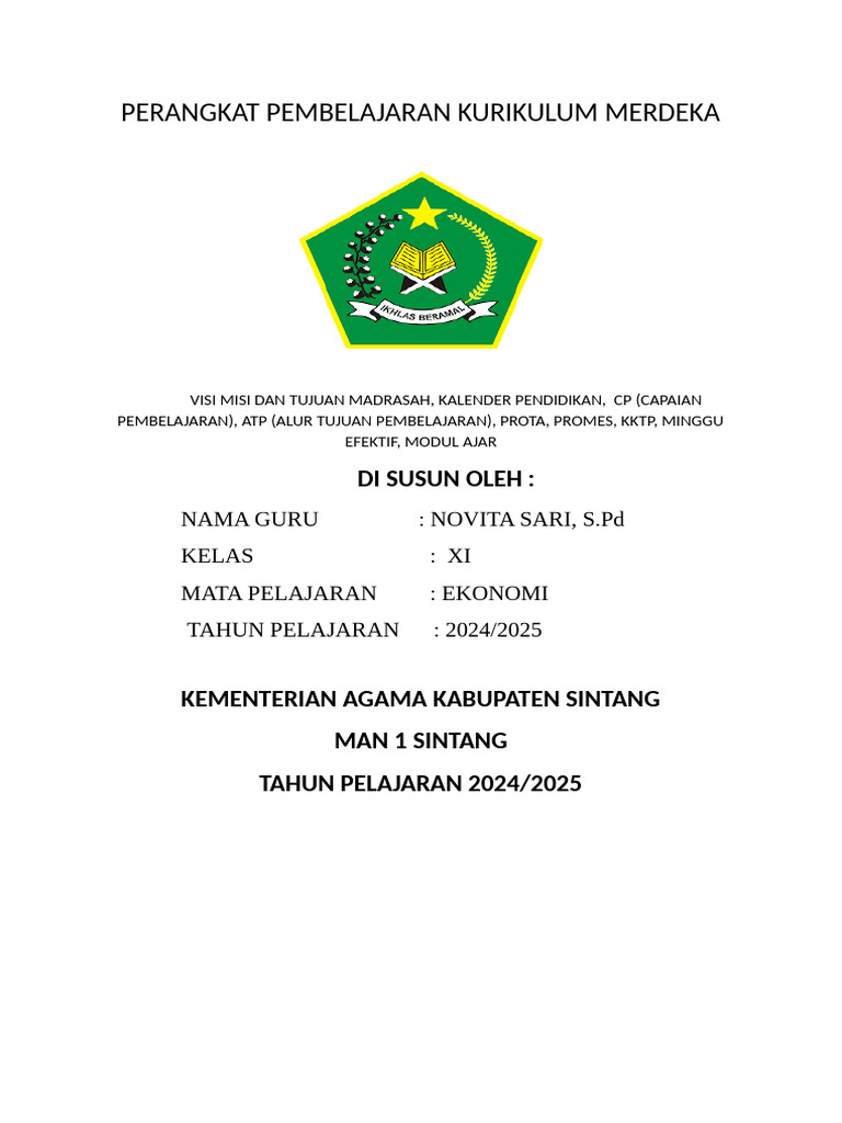 Cover Perangkat Pembelajaran Kurikulum Merdeka | PDF