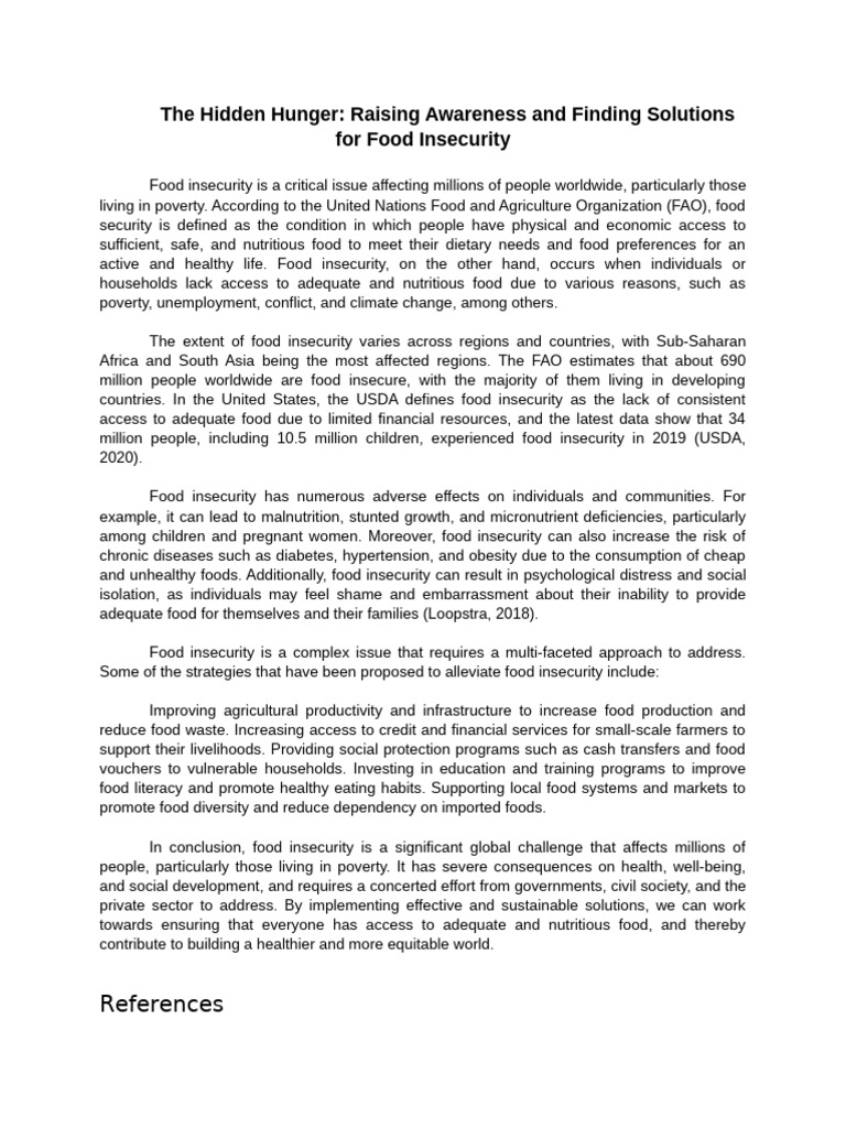 English Informative Essay | PDF | Food Security | Nutrition