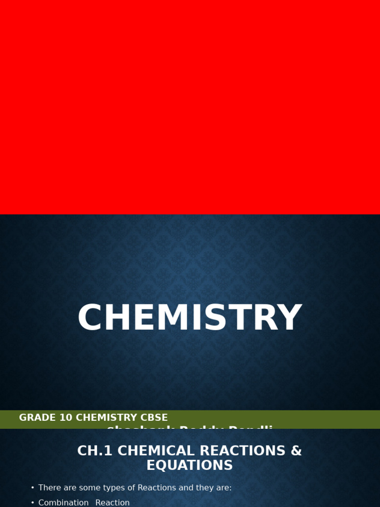 Class 10 Chemistry | PDF | Redox | Chemical Reactions