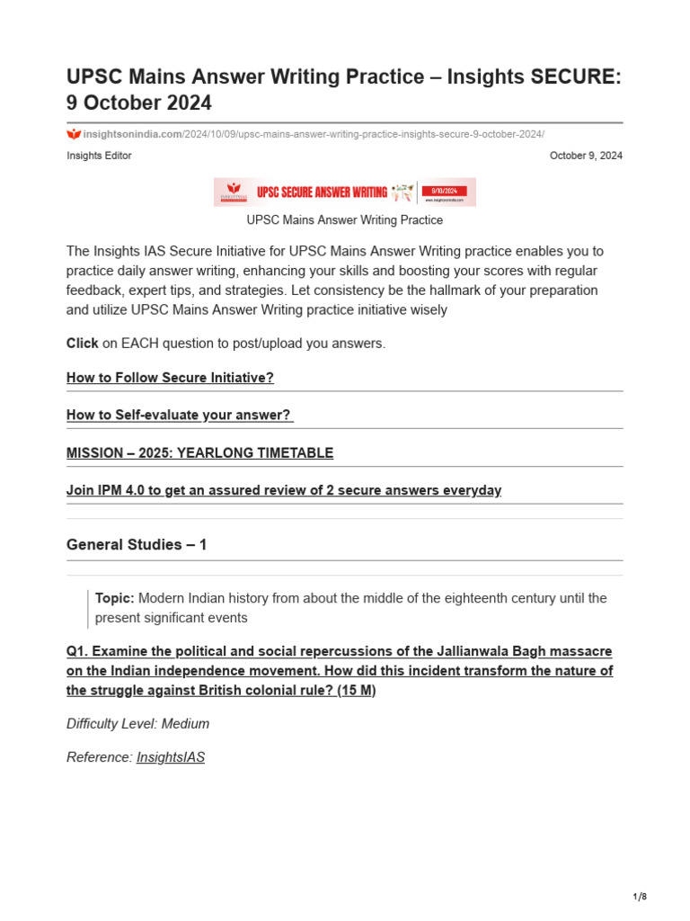 UPSC Mains Answer Writing Practice | PDF | Economic Growth | Governance