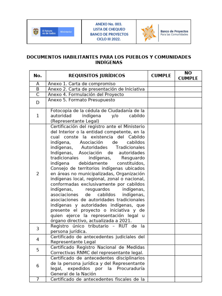 Requisitos para Proyectos Indígenas 2022 | PDF | Bancos | Gobierno