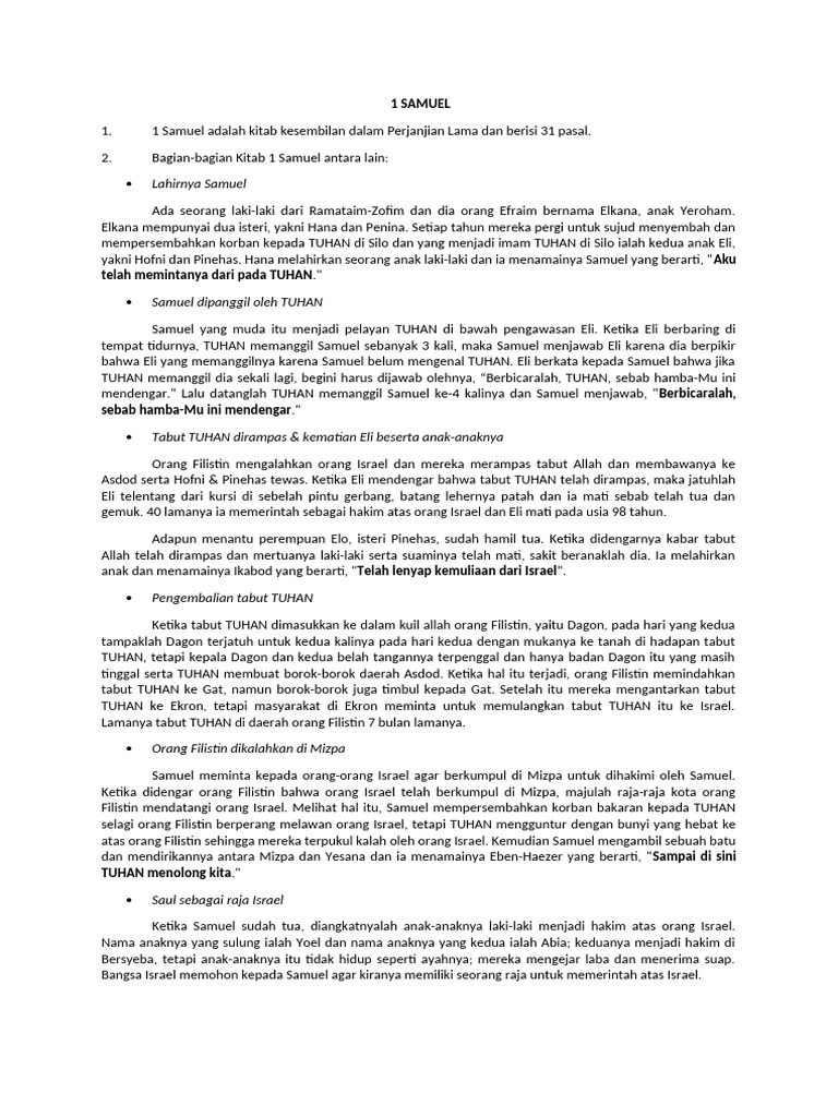 Bahan Bacaan 1-2 Samuel | PDF