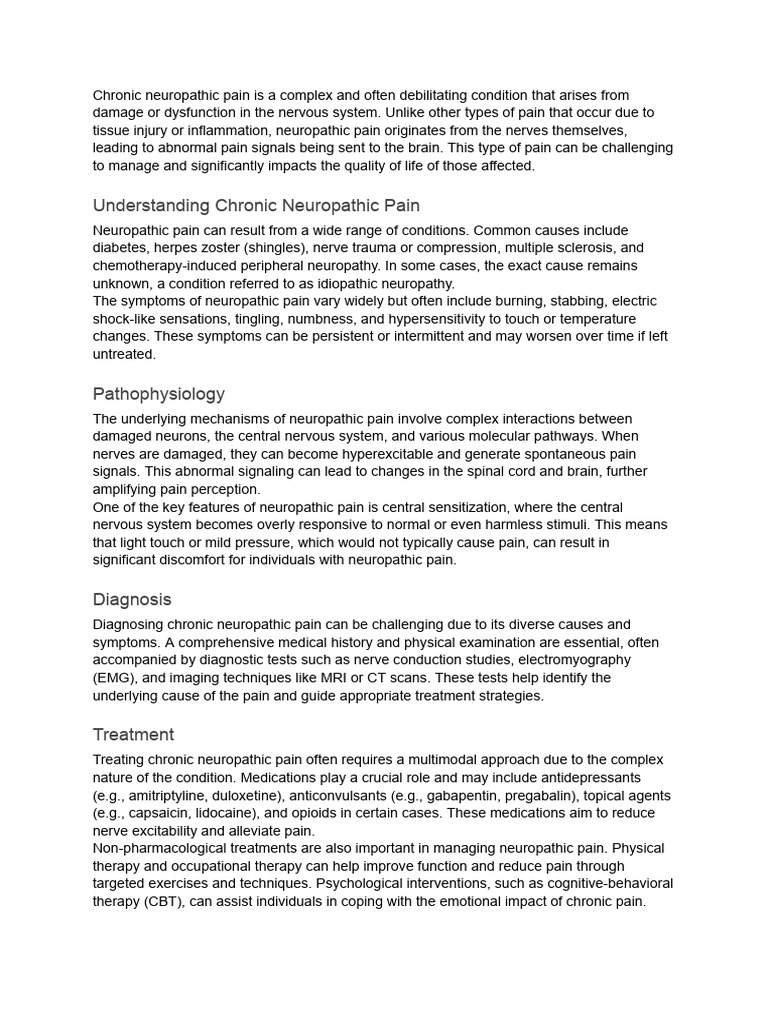 Understanding Chronic Neuropathic Pain | PDF | Peripheral Neuropathy | Pain