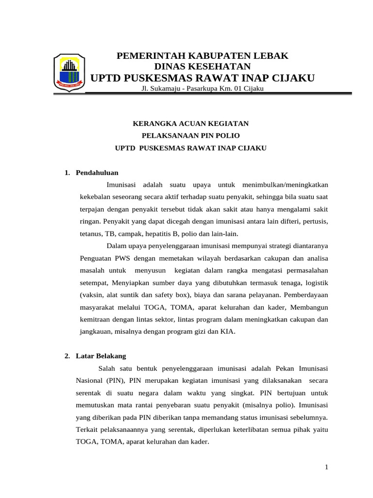 KAK Pelaksanaan PIN Polio | PDF