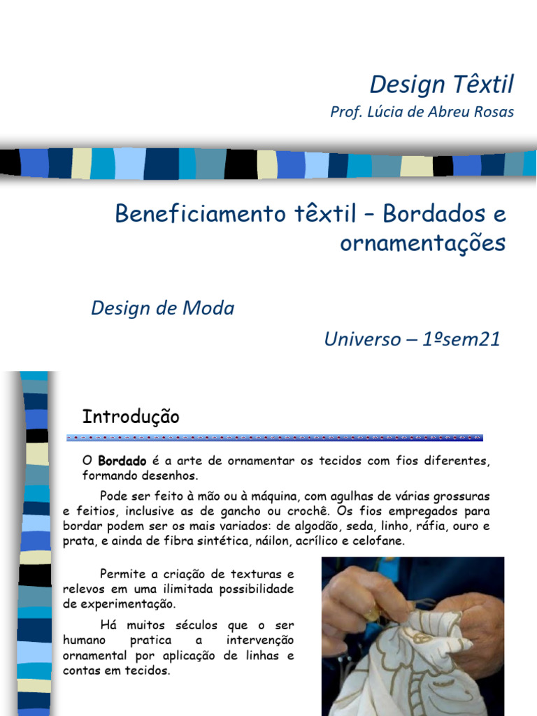 Beneficiamento Têxtil - Bordados e Ornamentações | PDF | Bordado | Têxteis
