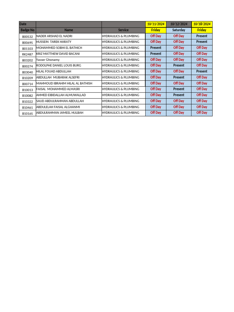 H&P Manpower Rotation | PDF