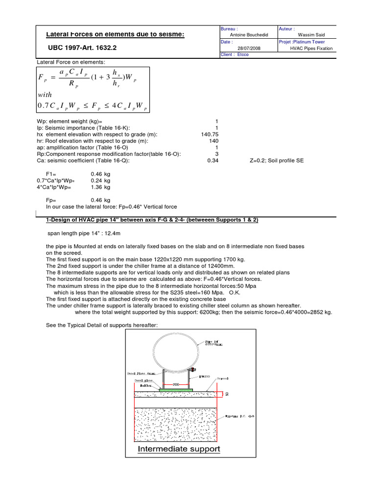 Seismic lateral forces-HVAC PIPES part 1 | PDF | Mechanical Engineering ...
