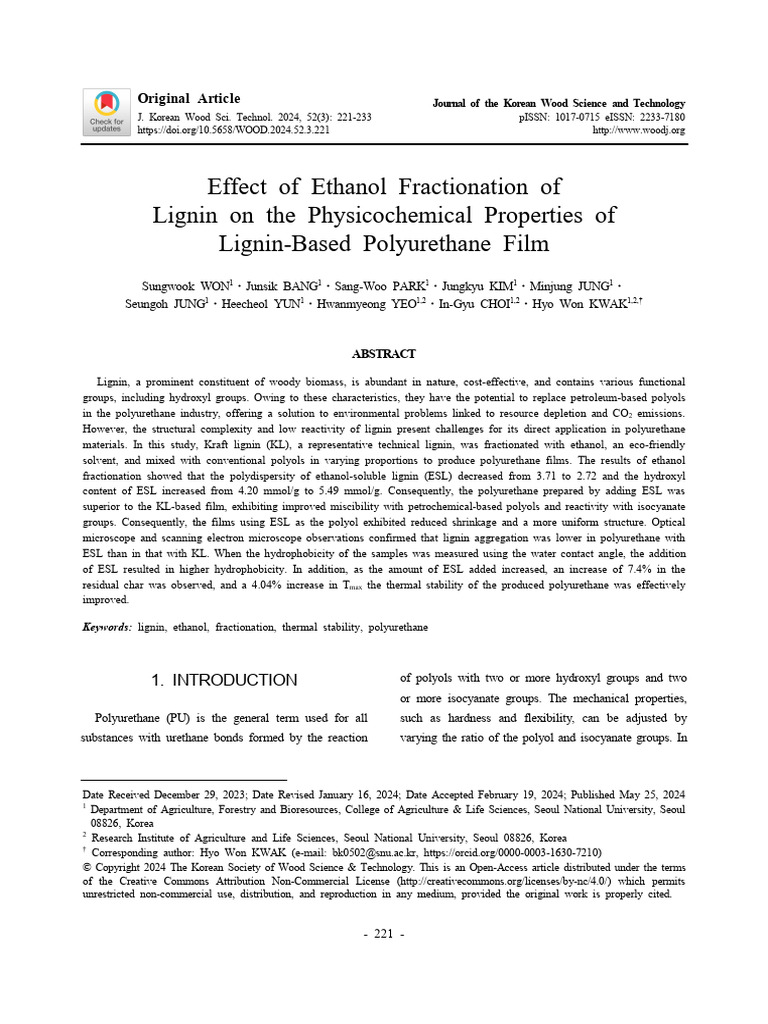 Won S - Effect of Ethanol Fractionation of Lignin On The ...
