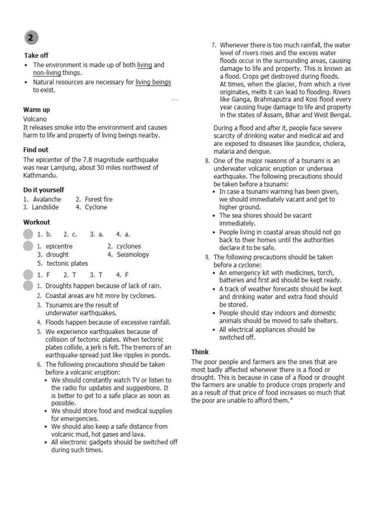 Unit 3 - Grade 5 Chpater 2 Natural Disasters | PDF | Flood | Tsunami