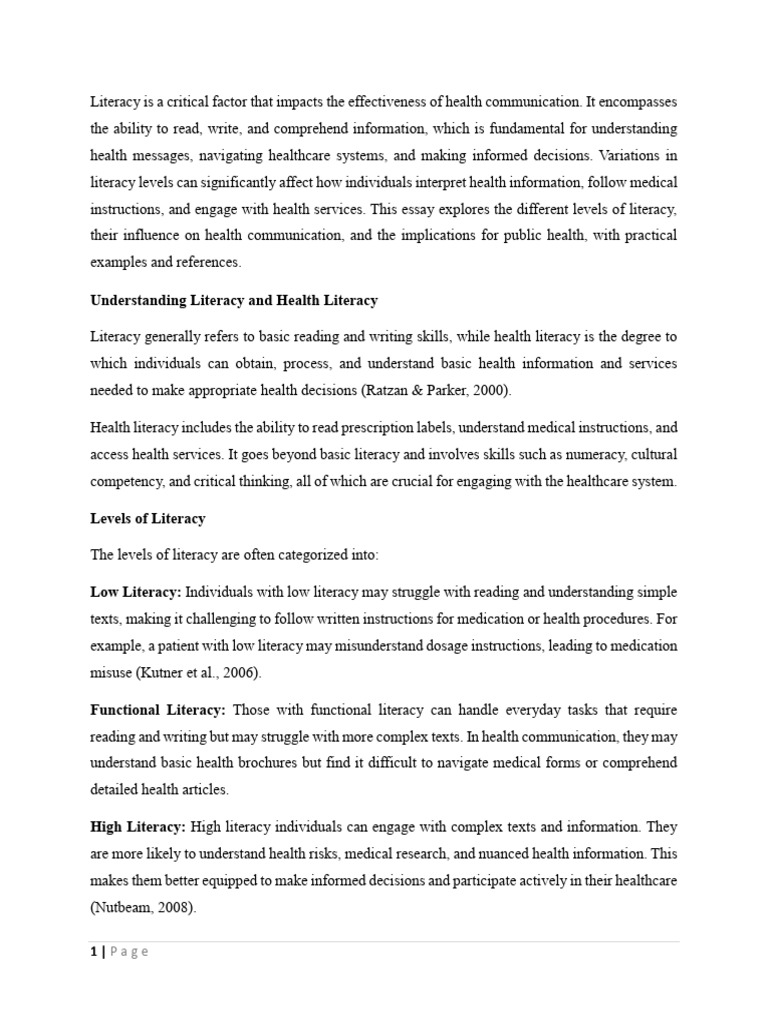 Health Communication | PDF | Literacy | Health Care