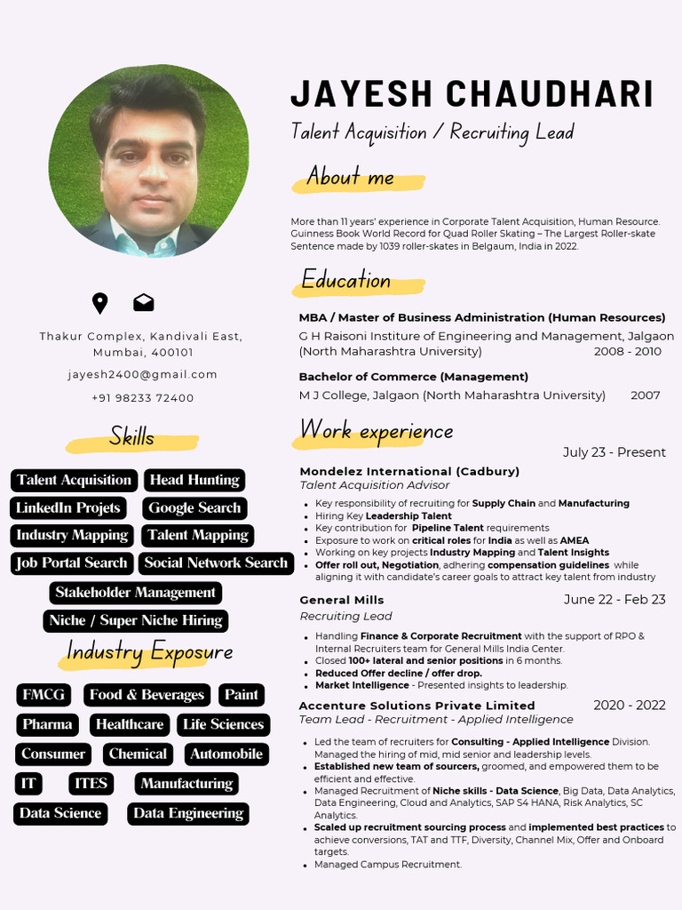 Jayesh Chaudhari CV | PDF | Recruitment | Marketing