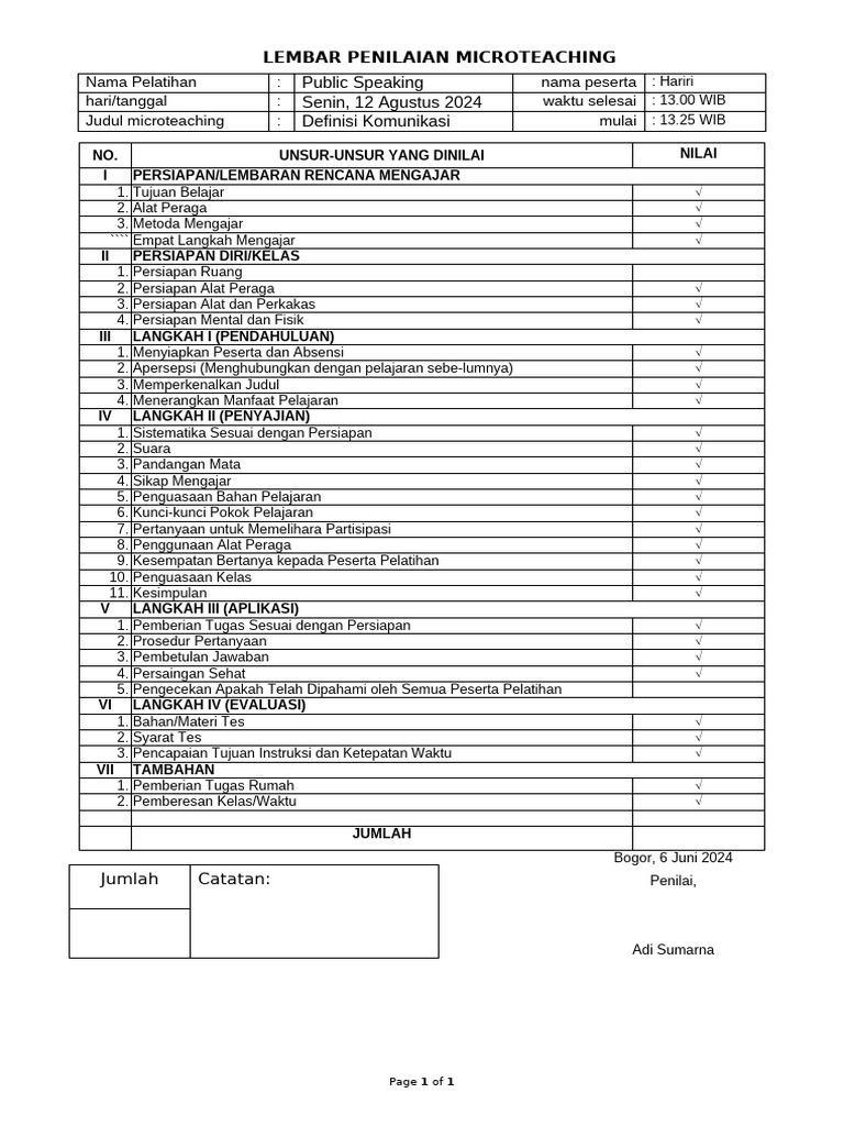 3c. Lembar Penilaian Microteaching - Andiyansyah | PDF
