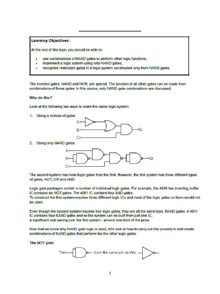 Universal Gate Logic Revision Notes | PDF