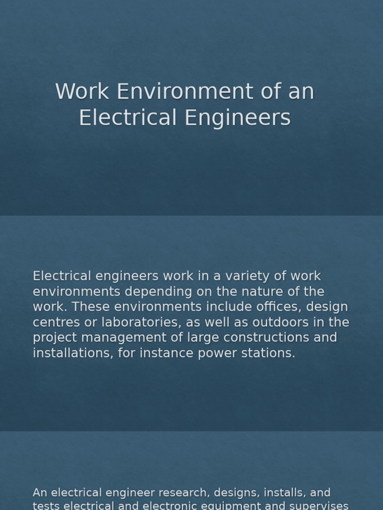 Electrical Engineering Work Environments | PDF | Electricity Generation ...
