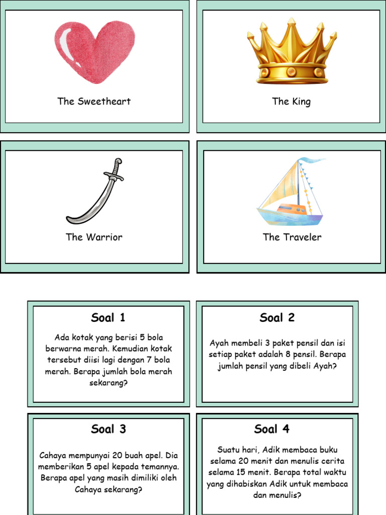 Kartu Baca Matematika Soal Cerita Hijau Dan Krem Sederhana | PDF