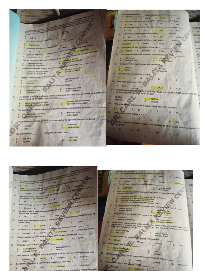 Preboard Materials | PDF