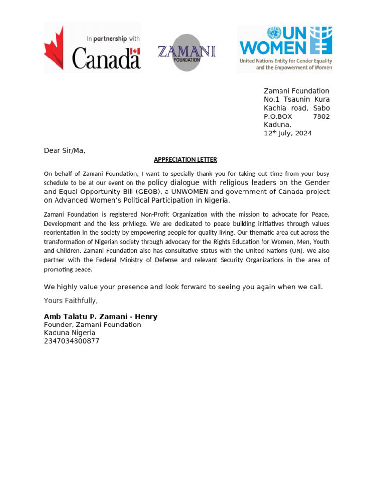 Geob Appreciation Letter | PDF