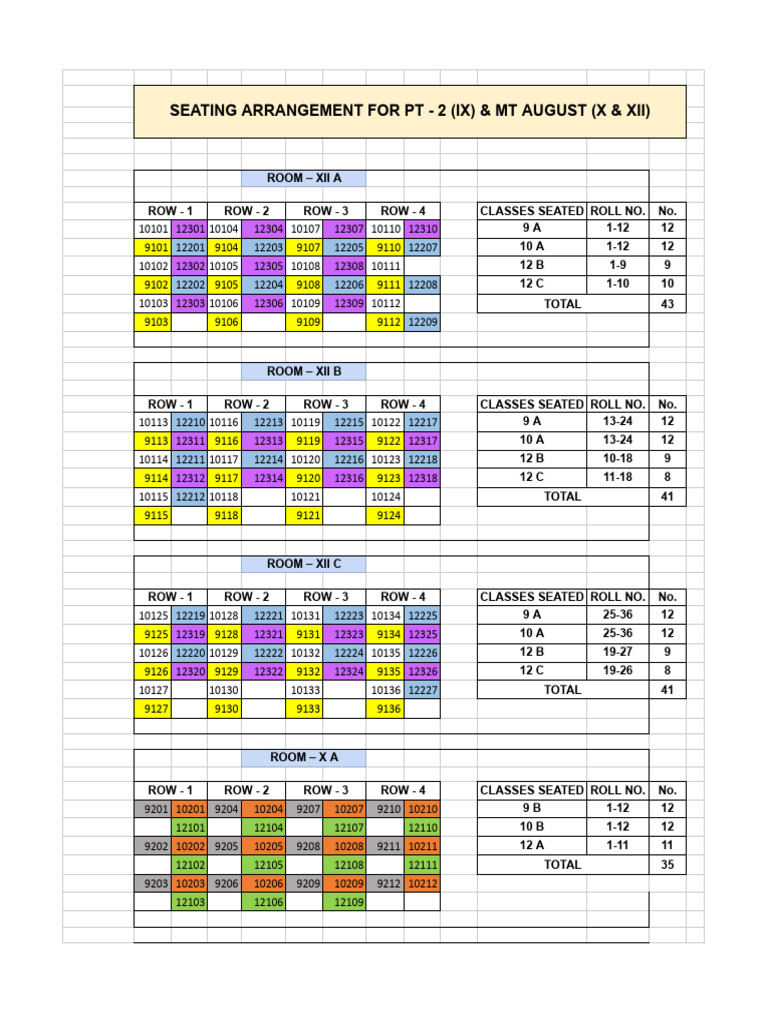 Classroom Exam Seating Arrangements | PDF