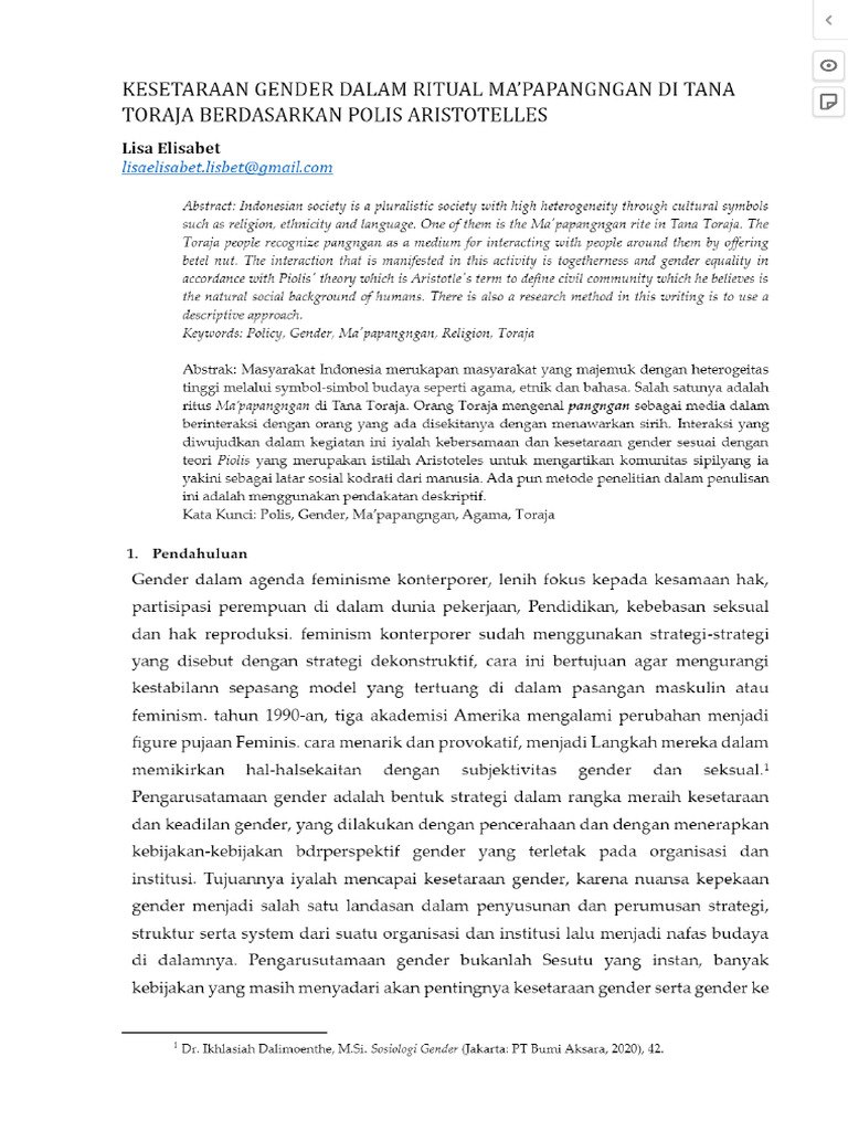 OSF Preprints - KESETARAAN GENDER DALAM RITUAL MA'PAPANGNGAN DI TANA TORAJA BERDASARKAN POLIS ...