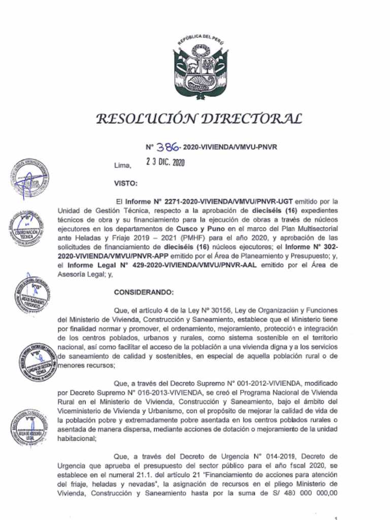 RD 386-2020-Pnvr Aprobación Exp. Tecnicos | PDF