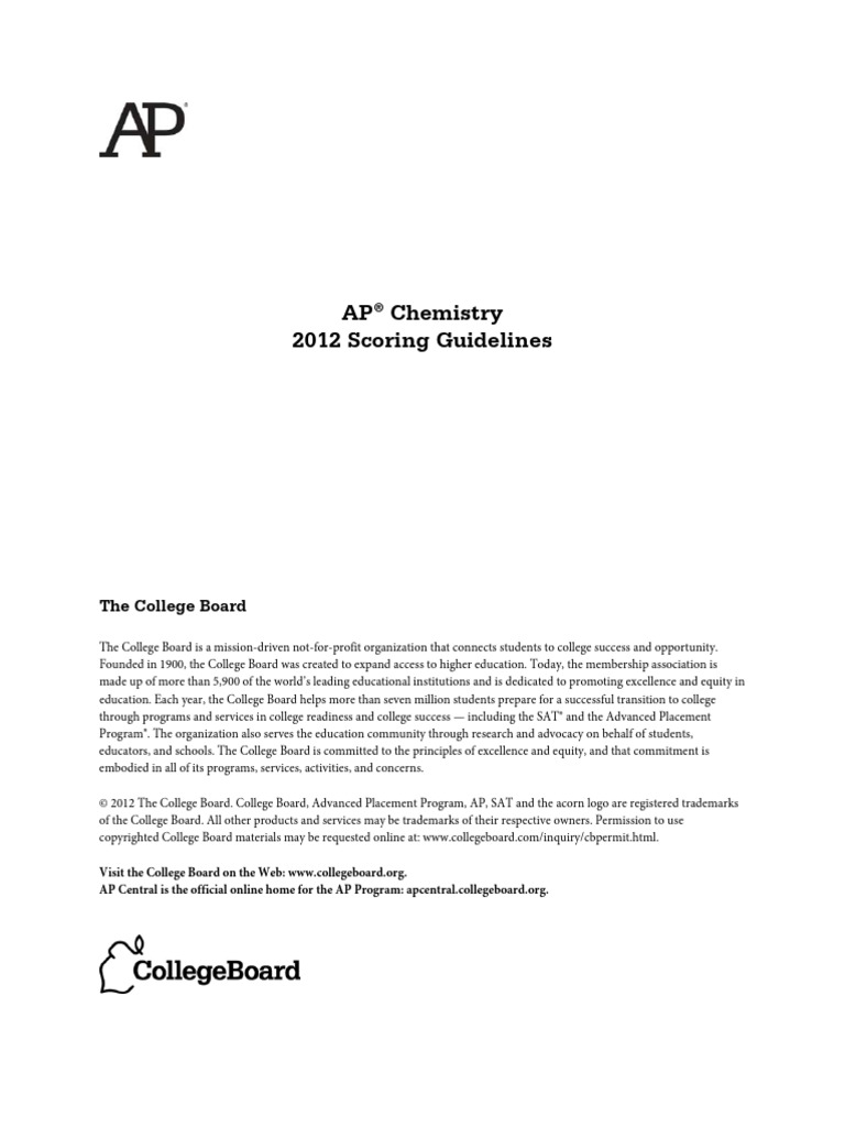 Ap12 Chemistry Scoring Guidelines | PDF | Acid | Mole (Unit)