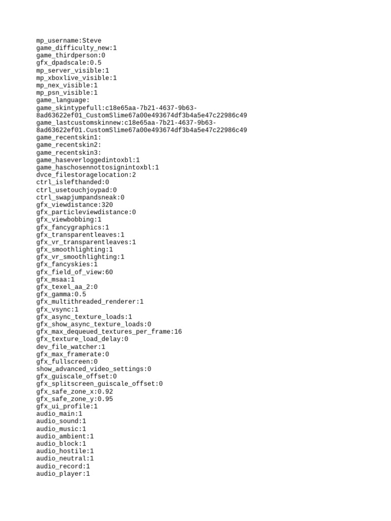 Minecraft Game Settings Overview | PDF