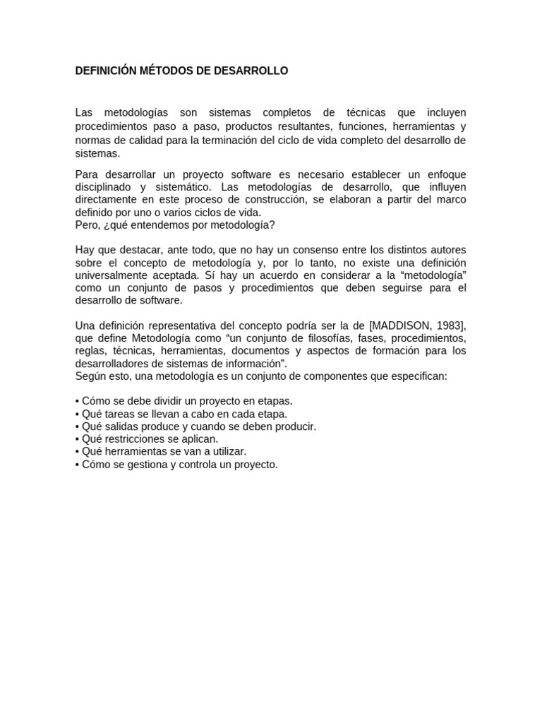 DEFINICION METODOS DE DESARROLLO (1) | PDF