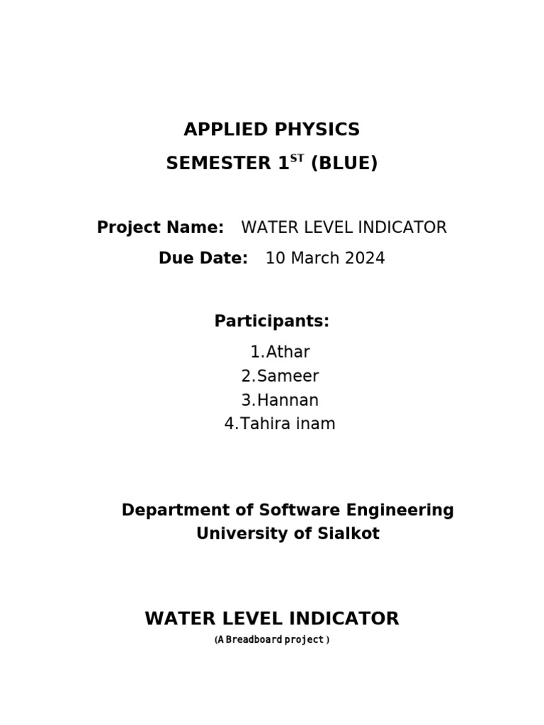 Water Level Indicator Project Overview | PDF | Light Emitting Diode ...