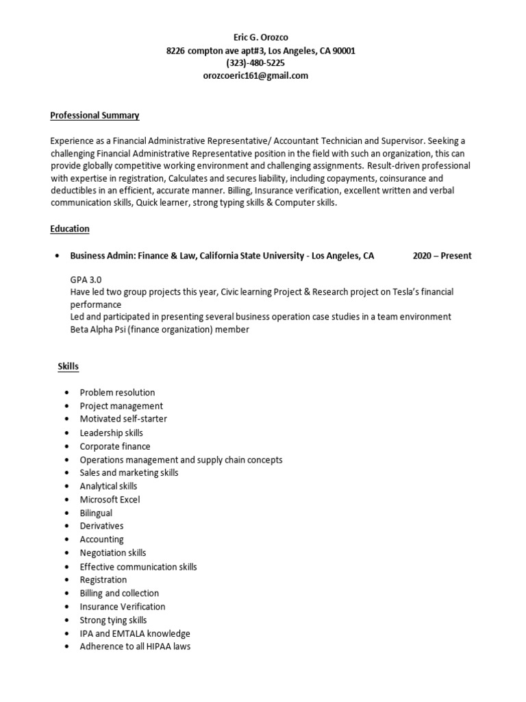 Eric Resume | PDF | Business