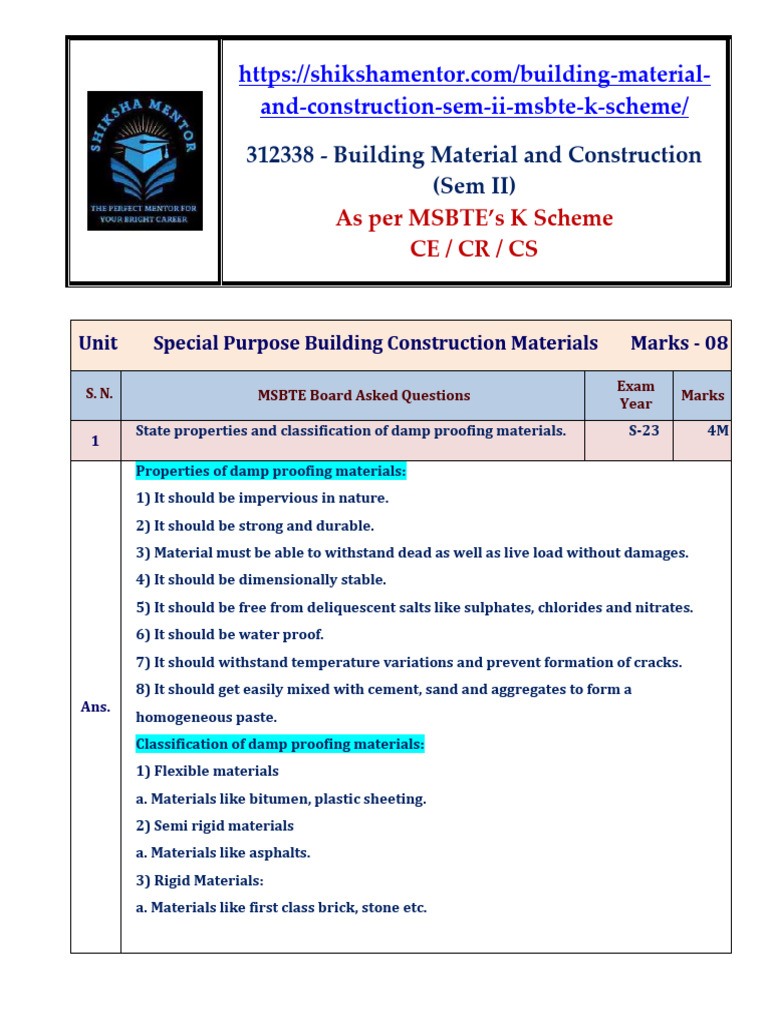 Unit-II-Special-Purpose-Building-Construction | PDF | Concrete | Plaster