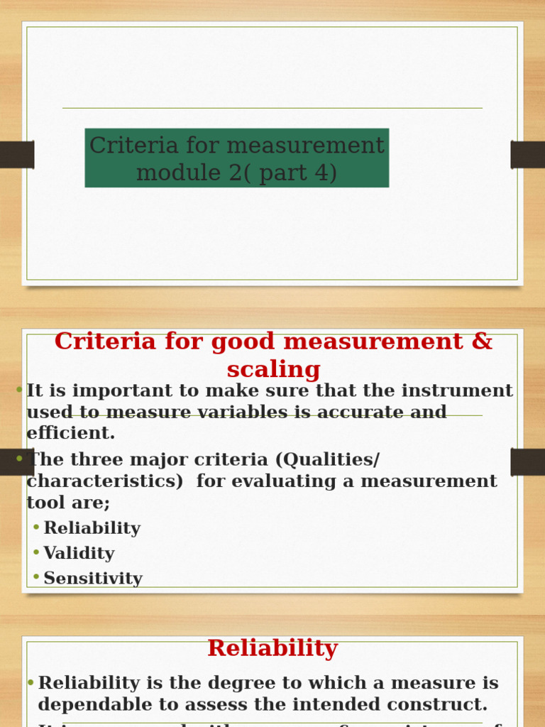 Measurement Criteria: Reliability & Validity | PDF | Validity ...