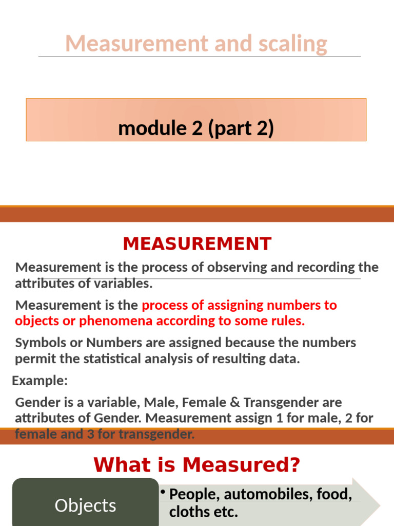 Module 2 Part 2 Types of Scales | PDF | Level Of Measurement | Measurement