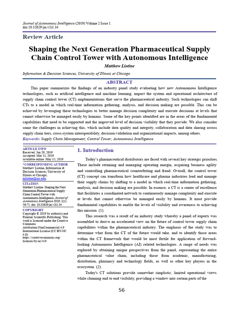 Shaping The Next Generation Pharmaceutical Supply Chain Control Tower With Autonomous ...