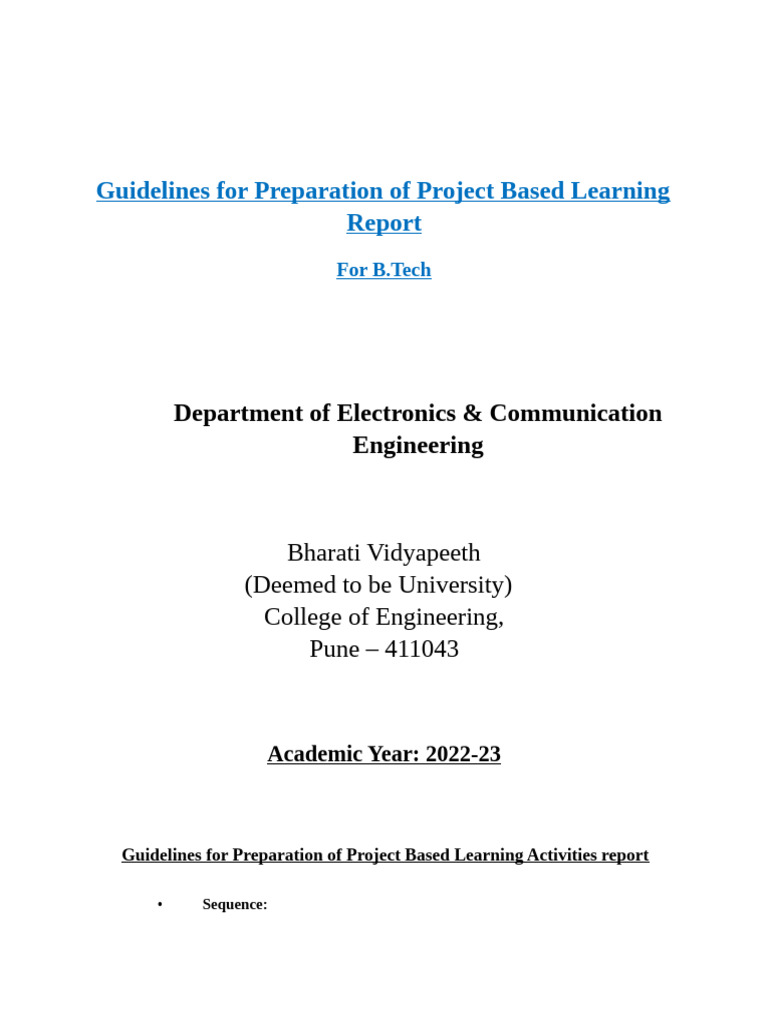 PBL Project Report Format | PDF | Project Based Learning