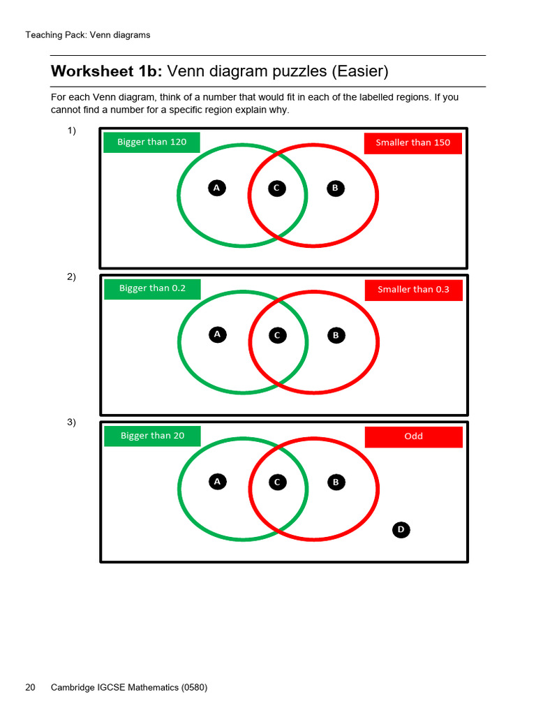 Venn Diagram Puzzles for IGCSE Math | PDF | Elementary Mathematics ...