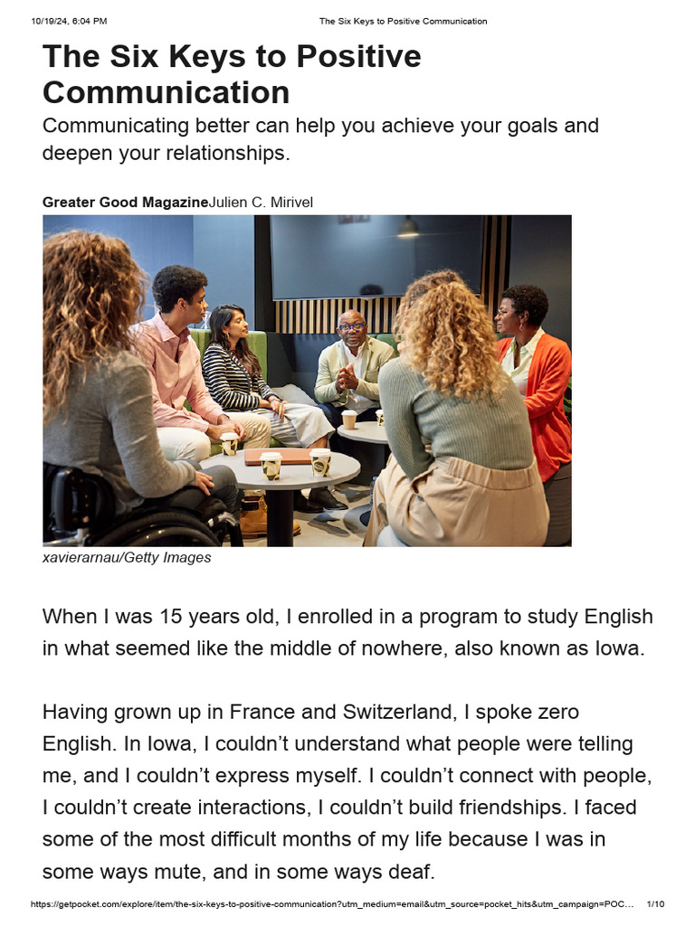 The Six Keys To Positive Communication | PDF | Communication | Social ...