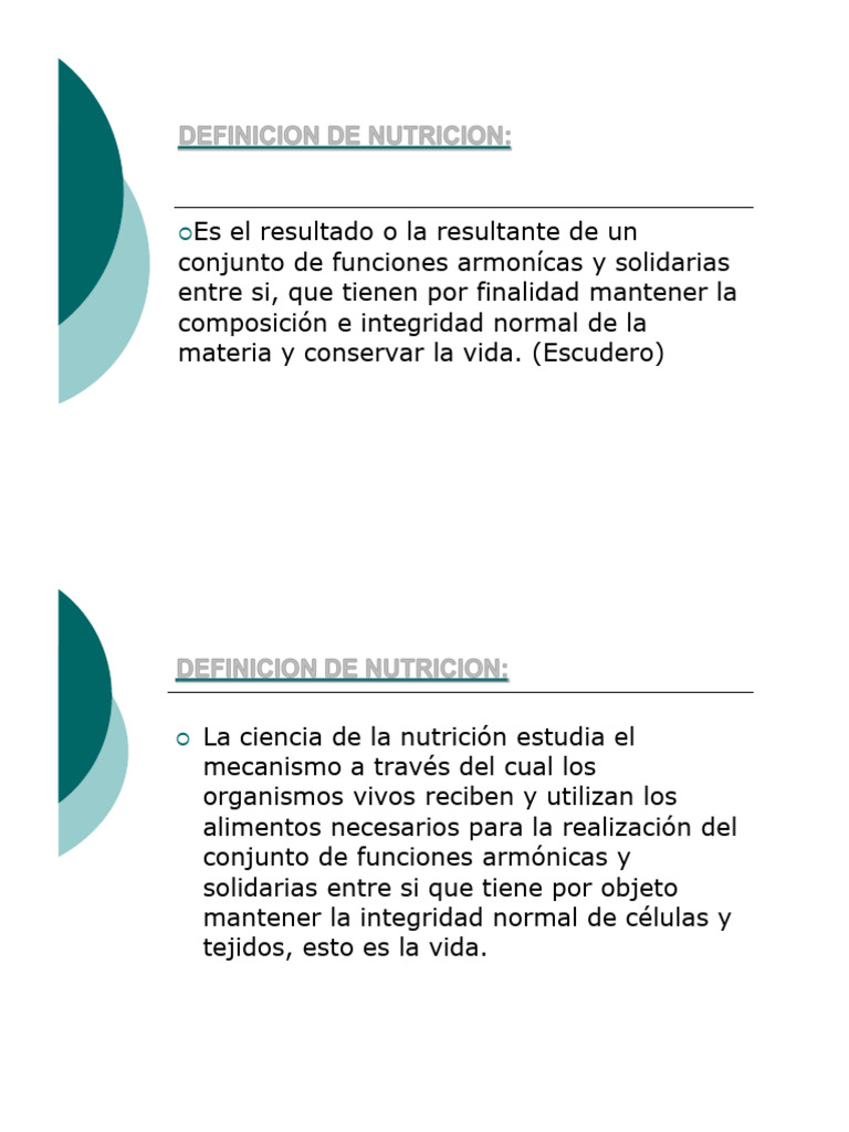 Definicion de Nutricion | PDF | Alimentos | Nutrición