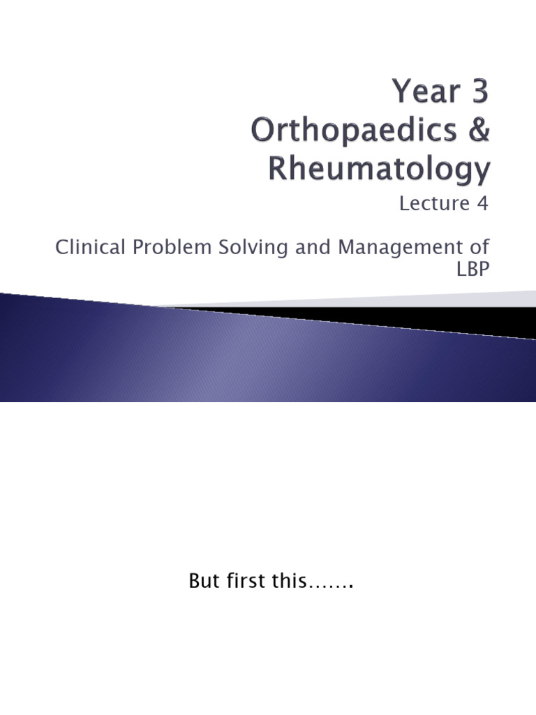 303 Diagnosis II OR Clinical Problem Solving Management of LBP | PDF ...