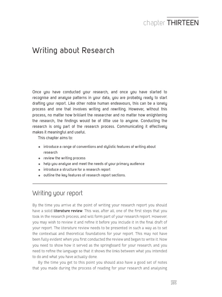 AS - Ch13 - Writing About Research | PDF | Literature Review | Data