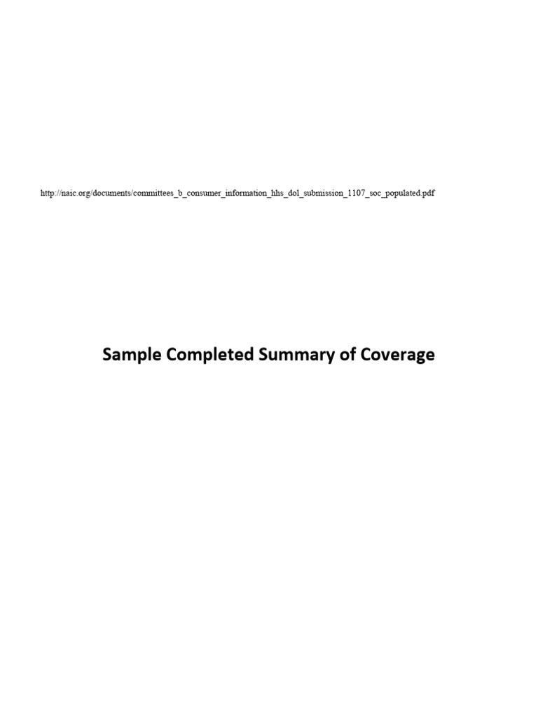 final-sbc-and-clfs-from-naic | PDF | Deductible | Insurance