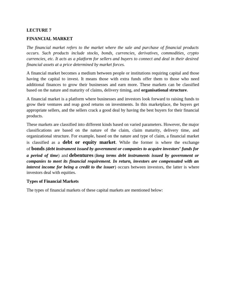 Financial Market | PDF | Financial Markets | Derivative (Finance)