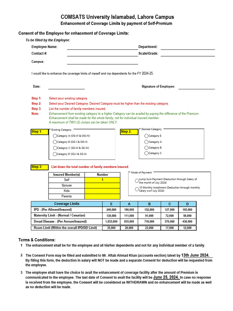 Employee Coverage Enhancement Consent Form | PDF | Financial Services